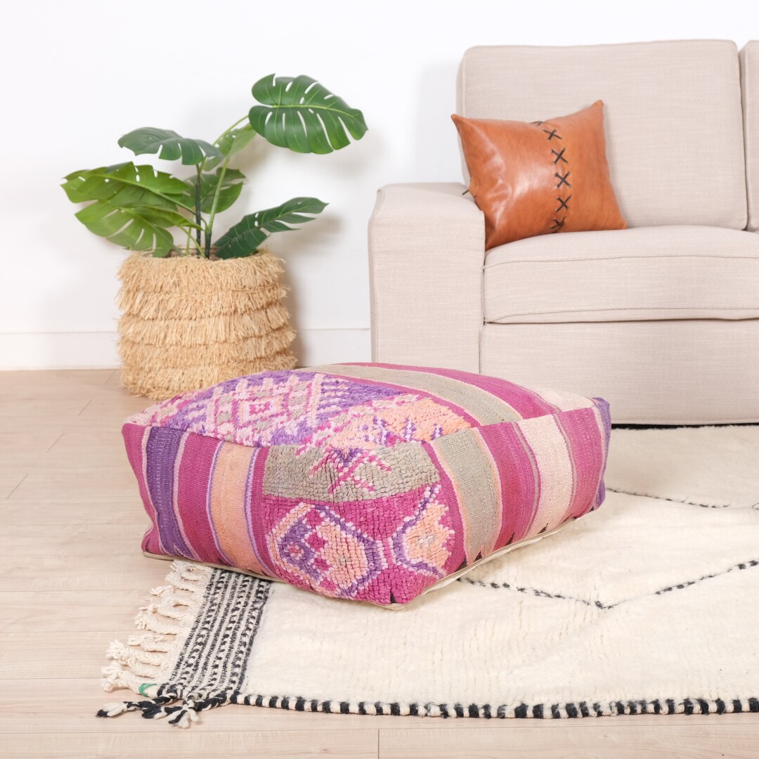 Moroccan Kilim Pouf, Moroccan Floor Cushion, Vintage Kilim Pouf - Etsy