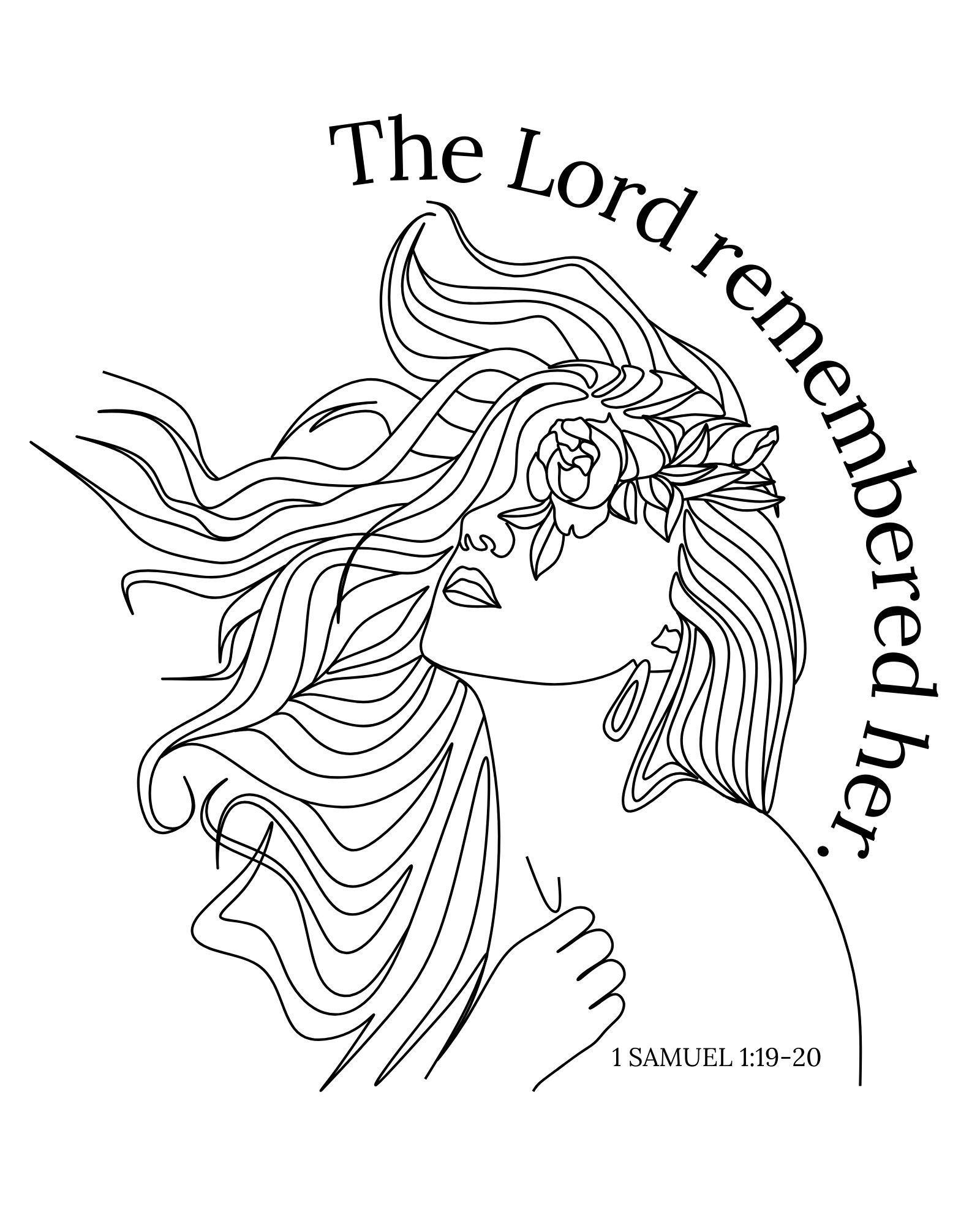 Bible Verse the Lord Remembered Her Digital Download Wall Art Christian ...