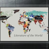 Literature Map World Literature Map Literary Poster Literature Art ...