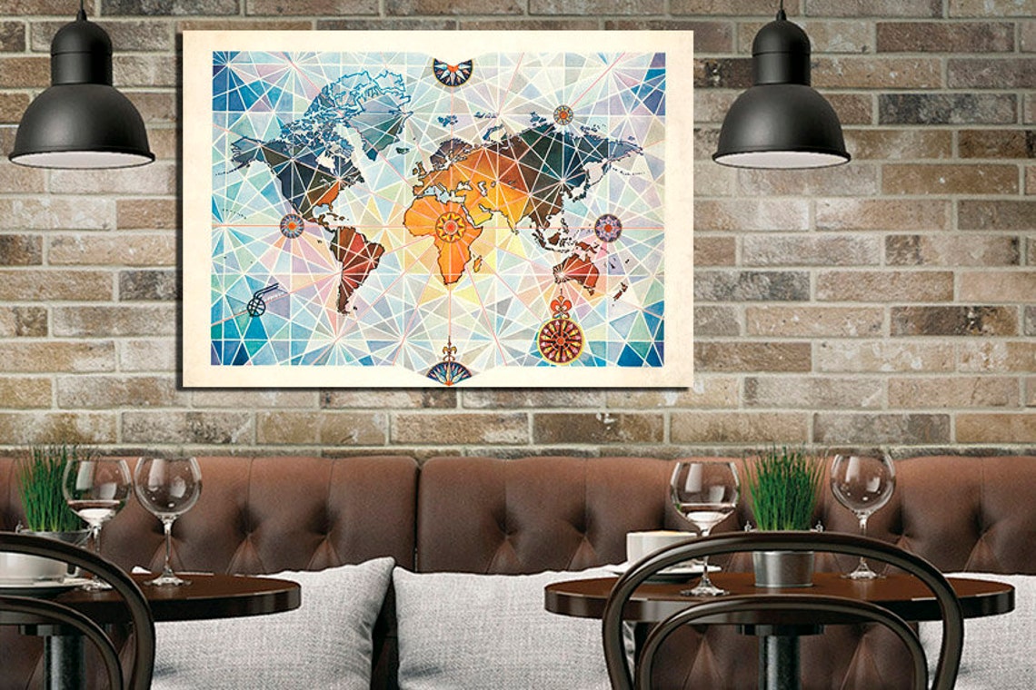 World Map Map World Wall Decor World Map Art World Map Poster World Map ...