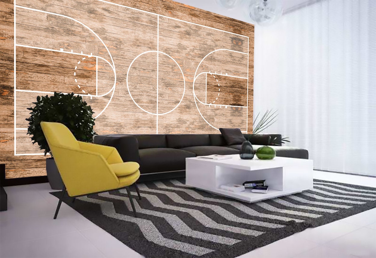 3D Basketball Court Wallpaper Backboard Wall Mural Peel & Stick ...