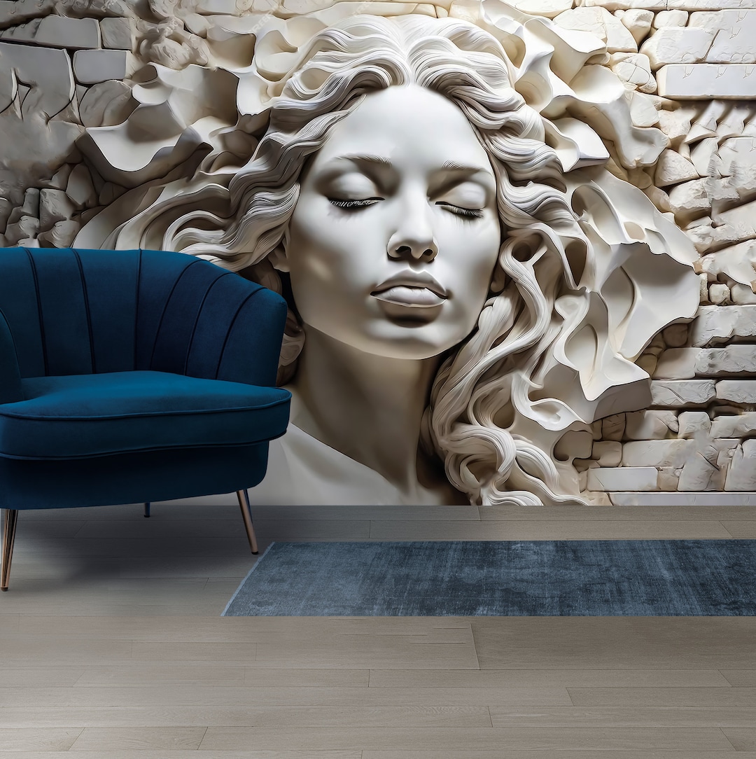 3D Gypsum Woman Sculpture Wallpaper Removable Peel and Stick Mural ...