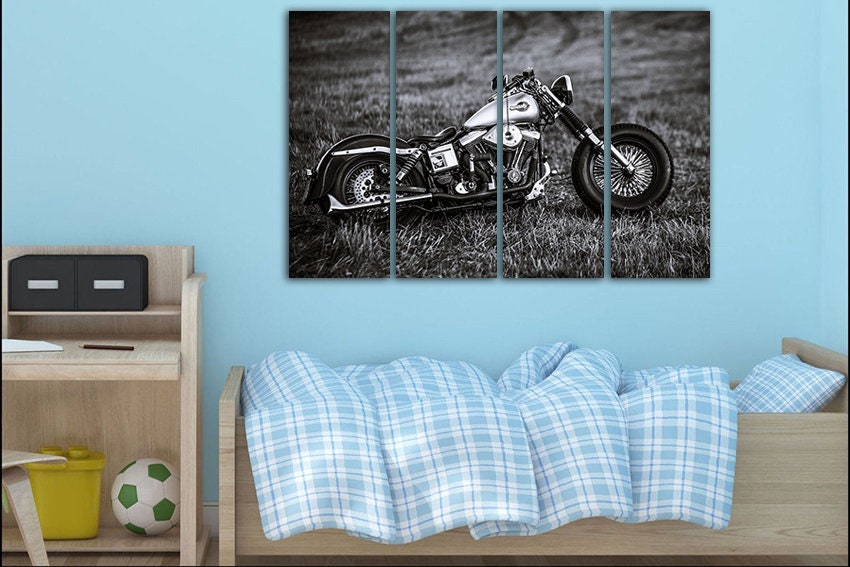 Motorbike Canvas American Décor Motorcycle Print Engine Décor - Etsy