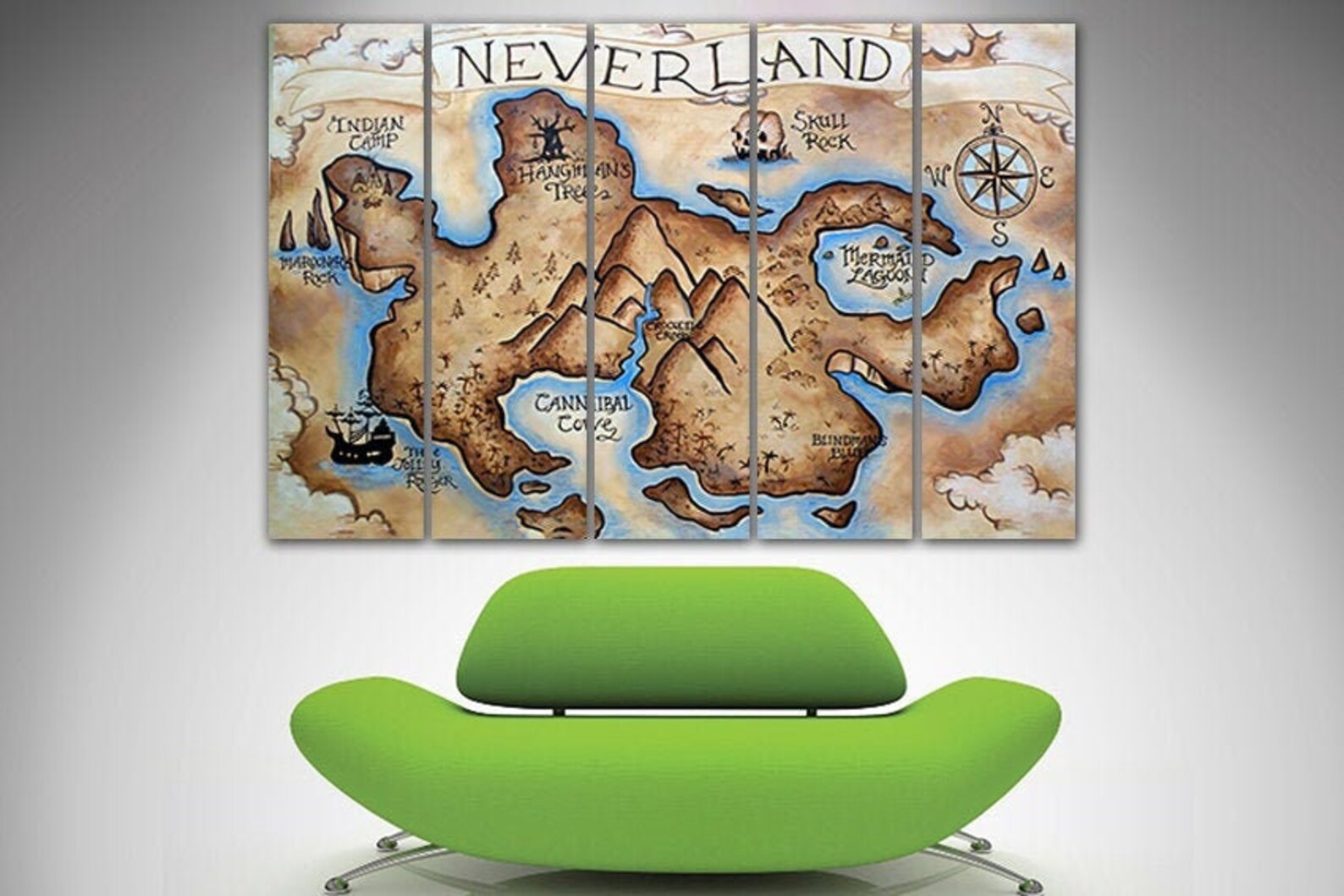 Neverland Canvas Map Wall Art Fantasy Maps Kid Map Game Room - Etsy