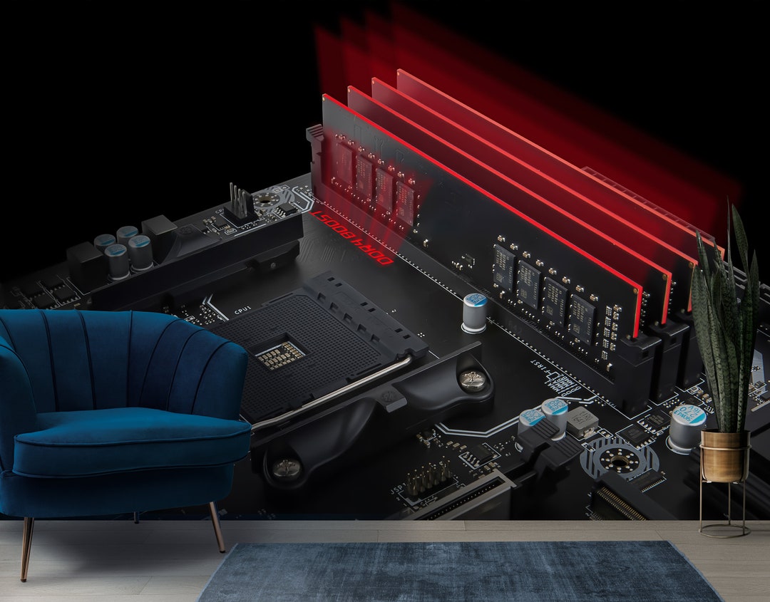 Motherboard Mural Computer Technology Wall Art Circuit Board Wallpaper ...