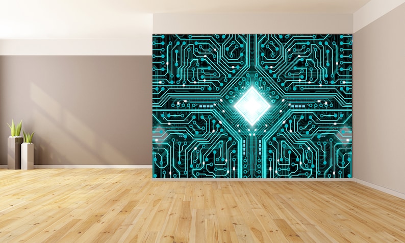 Circuit Wallpaper Technology Wall Graphics Microscheme Mural Peel and ...