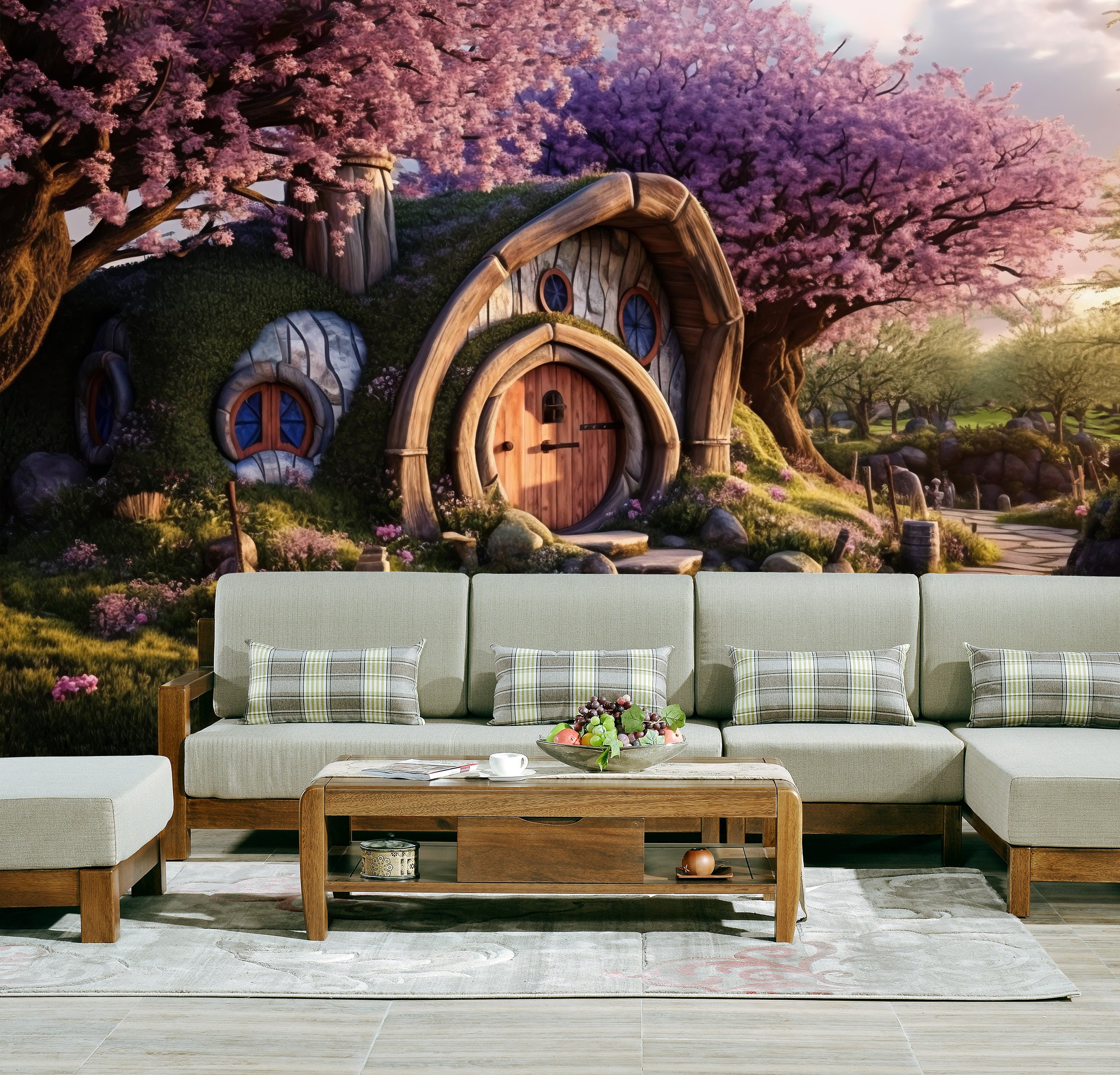 Hobbit Wallpaper Fantasy Door Mural With Hobbit House Perfect for ...