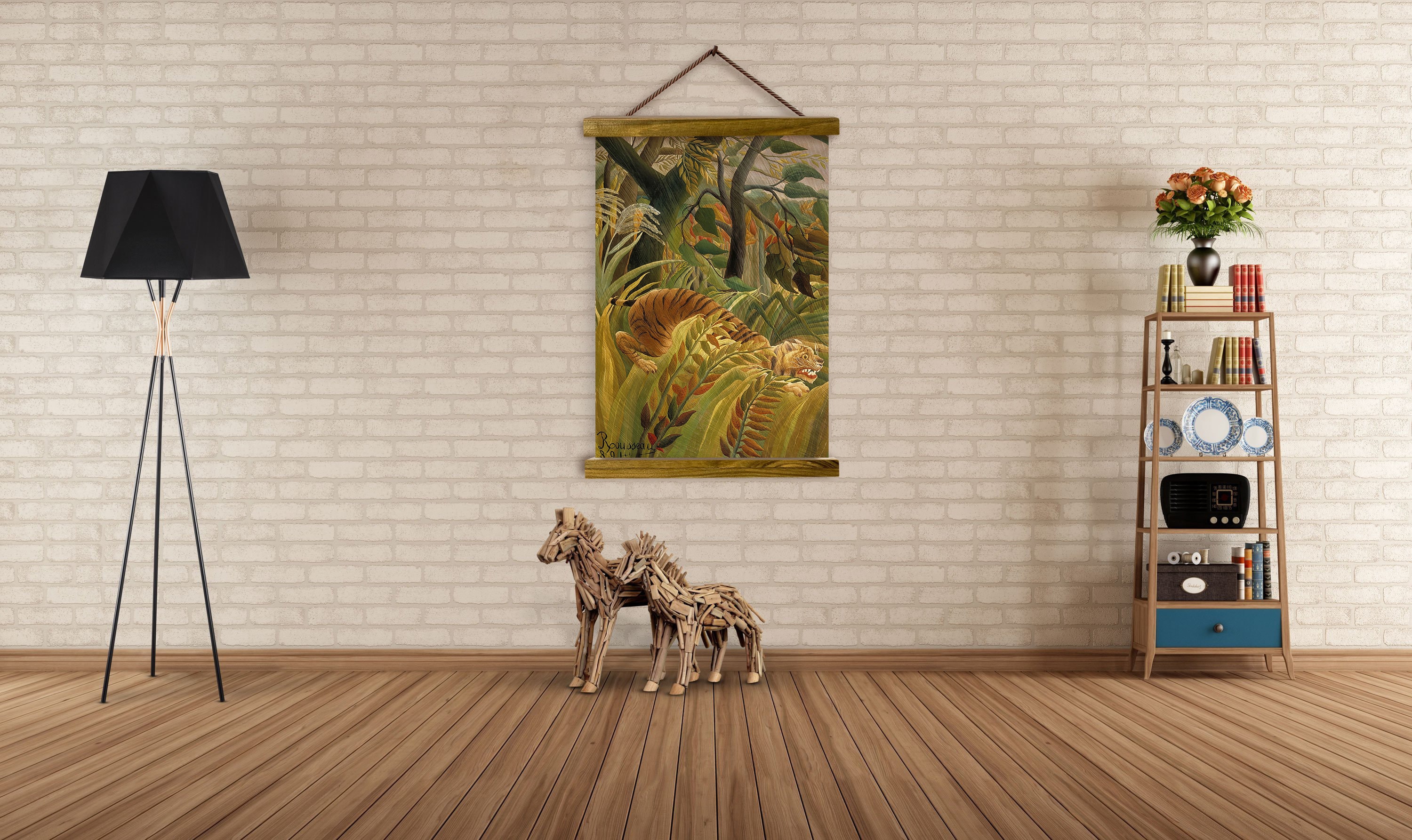 Tiger in a Tropical Storm Pounce on Its Prey Jungle Painting by Henri ...