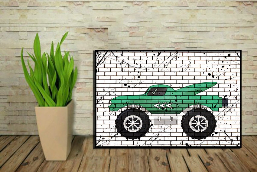 Monster Truck Poster Car Wall Art Gear Wall Art Game Room Art | Etsy