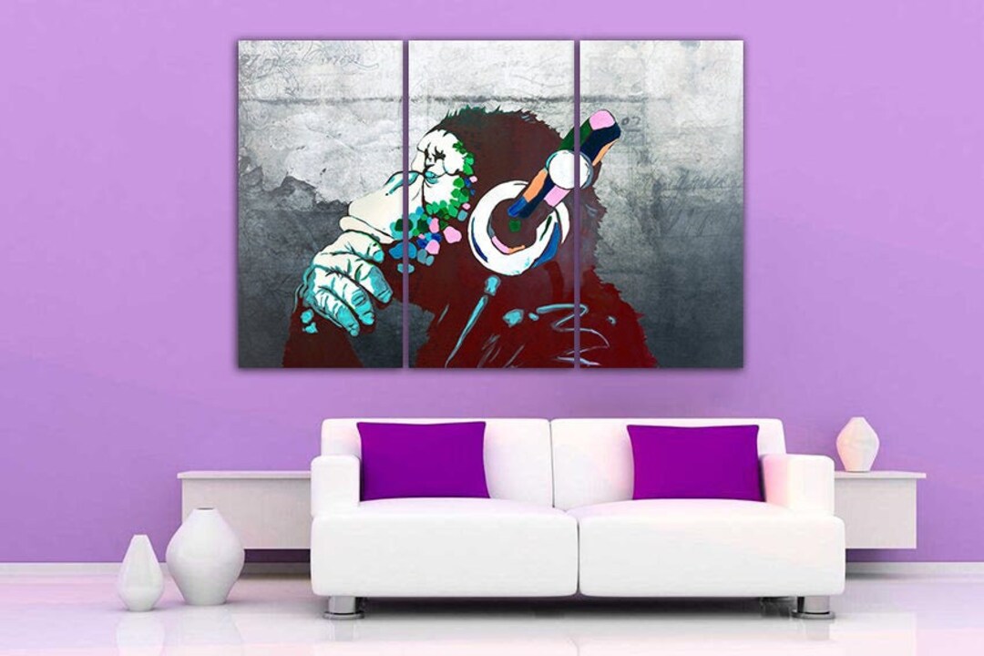 Monkey Canvas Gorilla Wall Art Mural Decor Graffiti Print Street Art ...