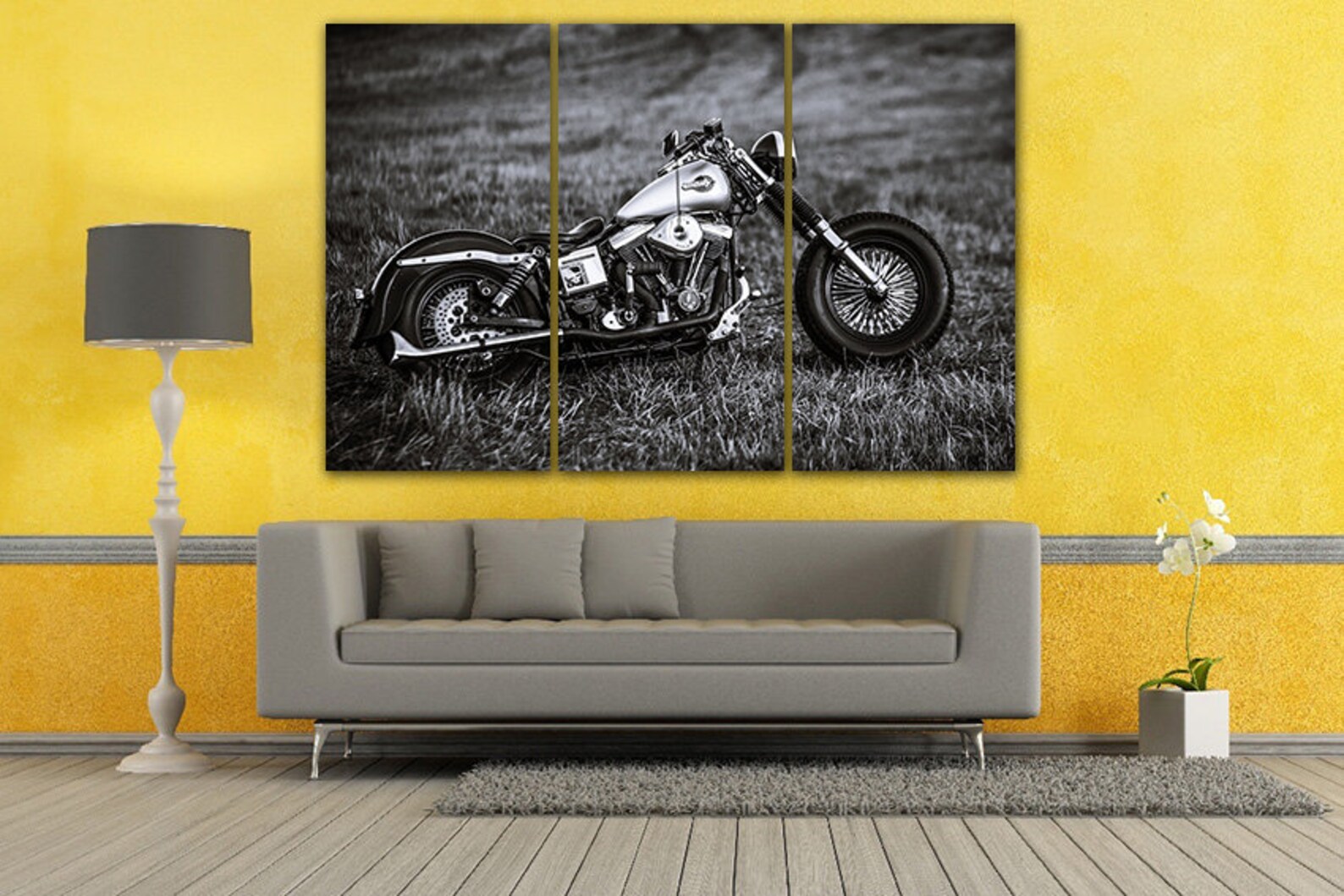 Motorbike Canvas American Décor Motorcycle Print Engine Décor - Etsy