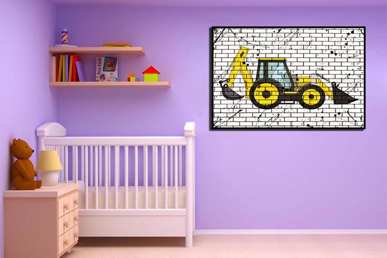 Digger Poster Truck Wall Art Vehicle Decor Construction Print Mechanism ...