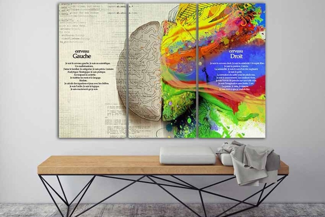 Right Left Brain Art Anatomy Print Psychology Wall Art Brain Canvas ...