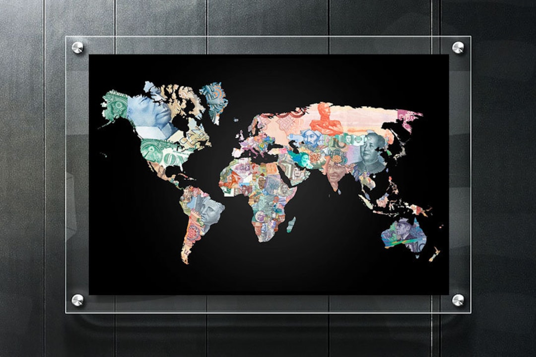World Map Money World Map Wall Art Money Map World Map Art World Map ...
