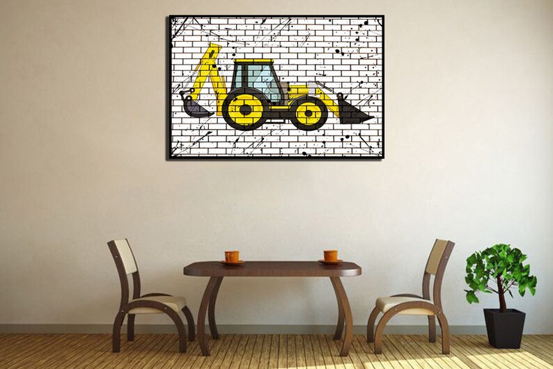 Digger Poster Truck Wall Art Vehicle Decor Construction Print Mechanism ...