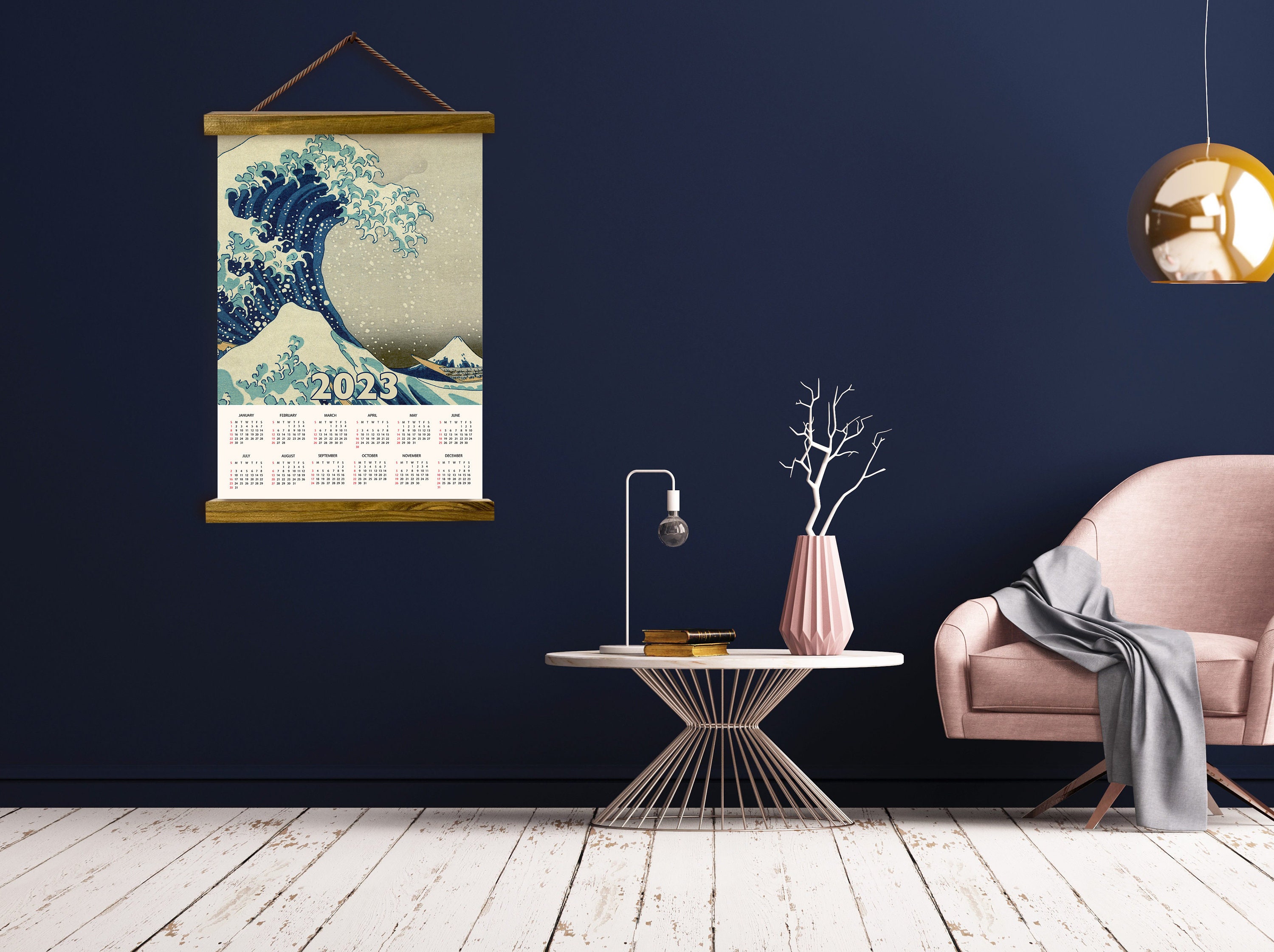 Japan Print With Wooden Hanger Frames Wave Canvas Art Kanagawa - Etsy