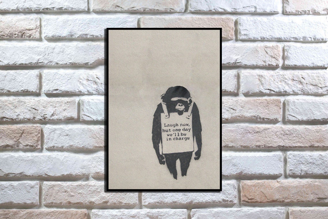 Monkey Laugh Now Monkey Print Poster Wall Art Wall Stencils - Etsy