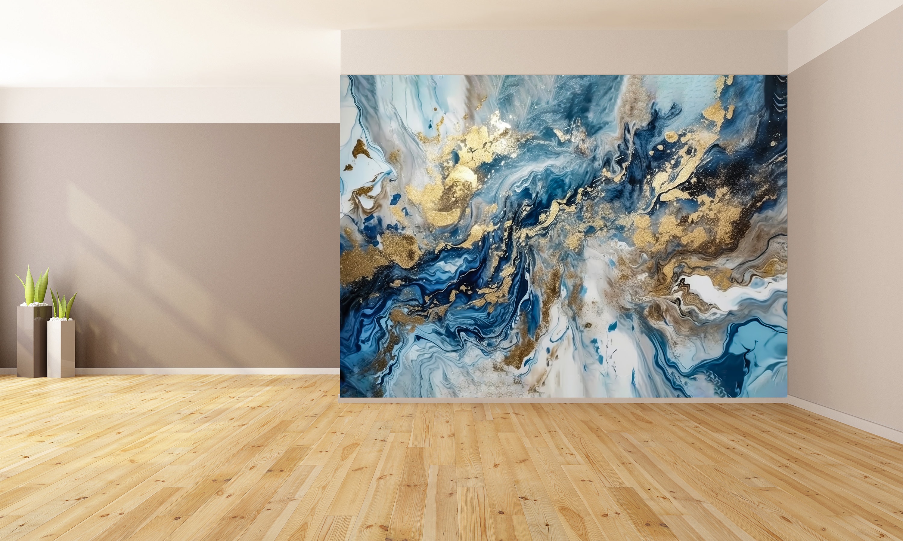 Blue Gold Wallpaper Marble Wall Mural Peel & Stick Wallpaper Bedroom ...