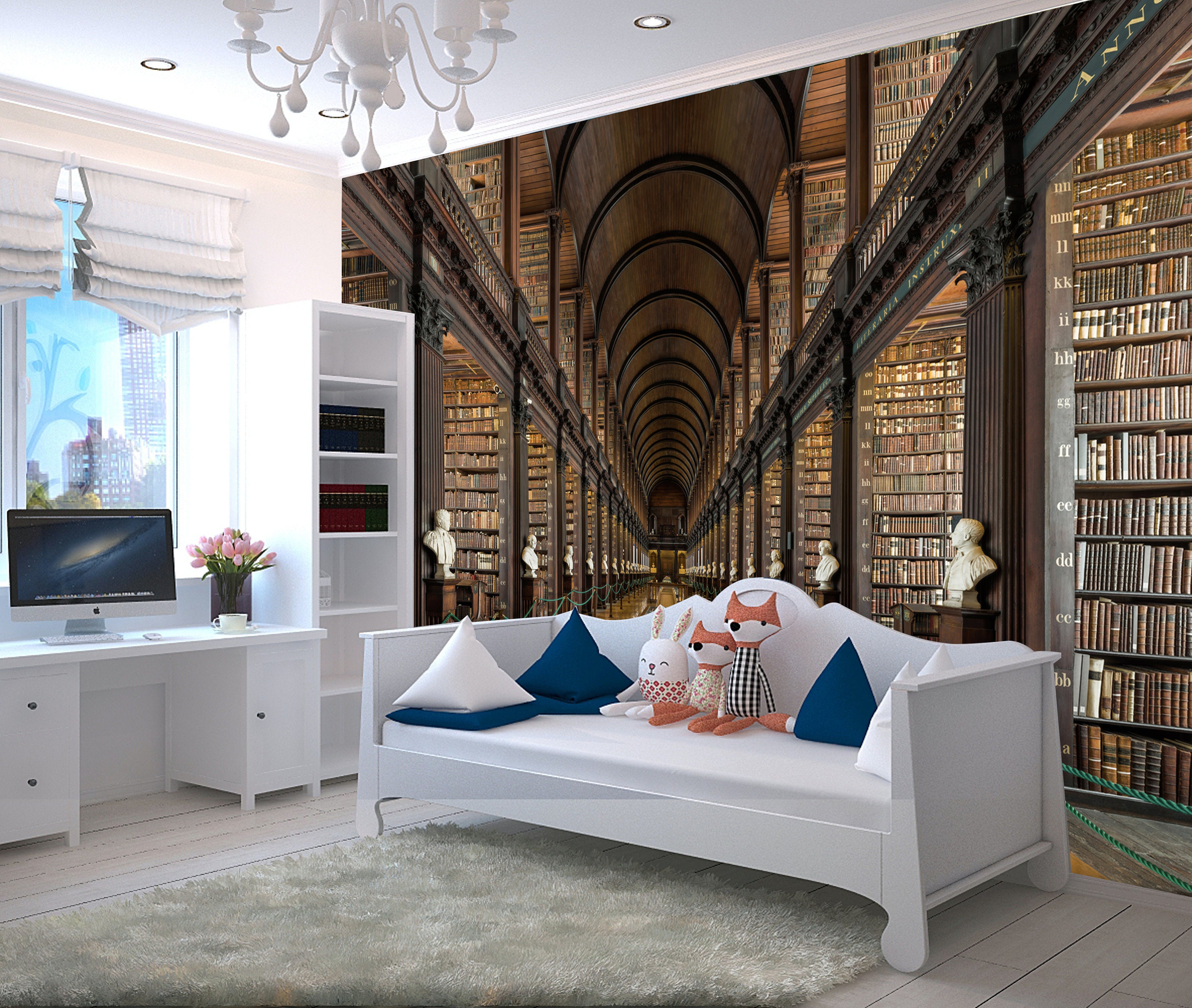 Vintage Library Wallpaper Reading Room Decor Books Library - Etsy