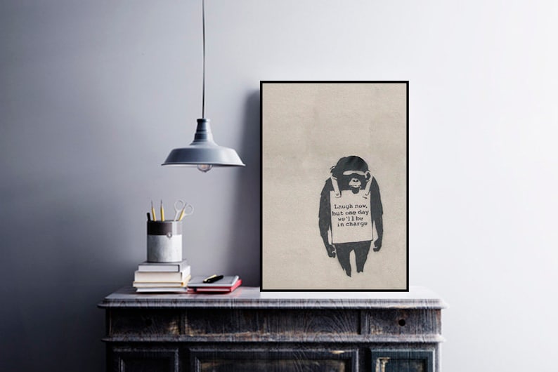 Monkey Laugh Now Monkey Print Poster Wall Art Wall Stencils - Etsy