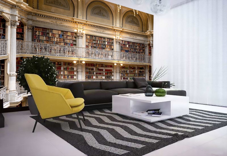 Library Wallpaper Wall Mural Home Office Wallpaper Peel and Stick Study ...