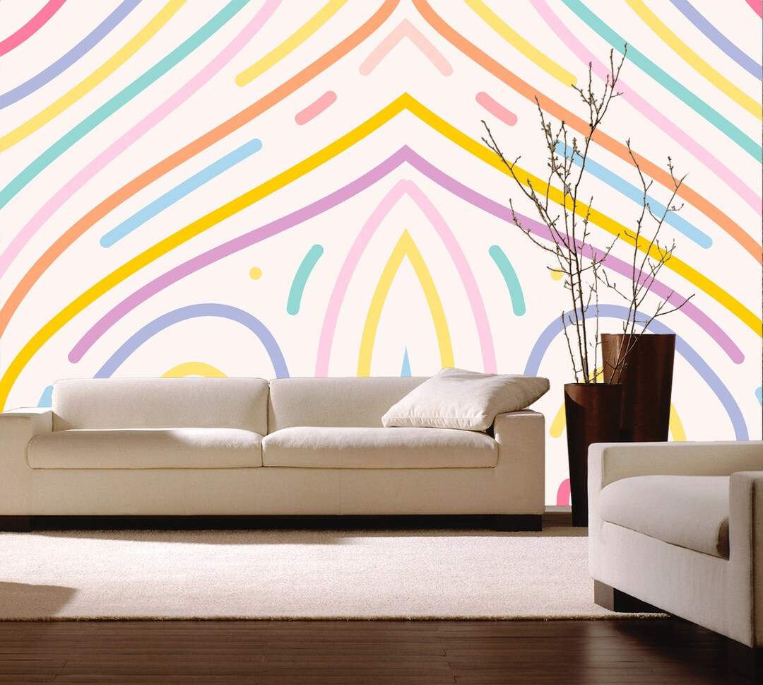 Color Line Wallpaper Abstract Minimalist Geometric Kids & Striped Wall ...