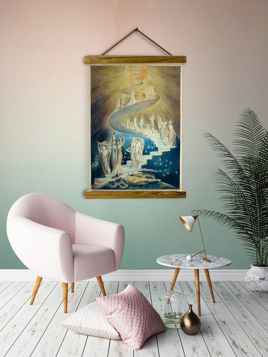 Jacobs Ladder Canvas William Blake Print Religious Art Hanging Canvas ...