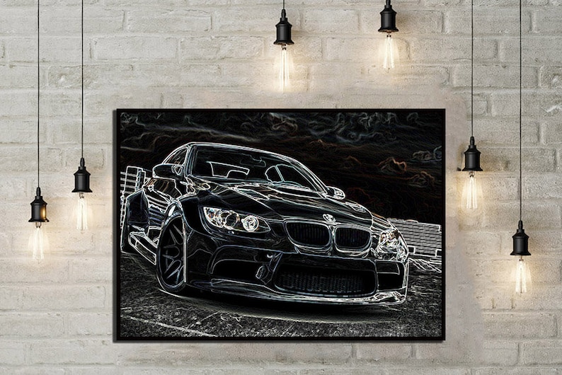 Bmw Poster Car Poster Bmw Car Drawing Garage Art Bmw Art Print - Etsy