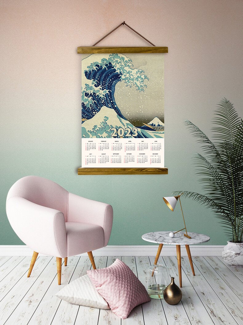 Japan Print With Wooden Hanger Frames Wave Canvas Art Kanagawa Wall Art ...