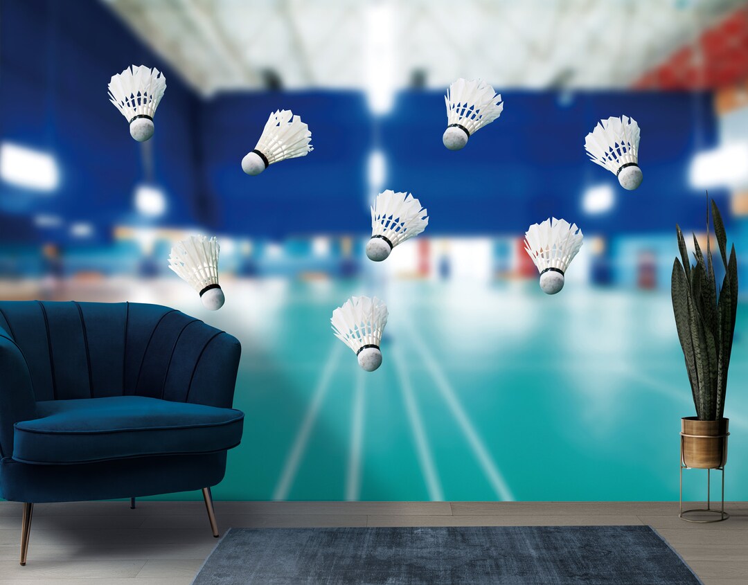 Badminton in Flight Wall Mural Sport Wallpaper Peel & Stick Gym Wall ...