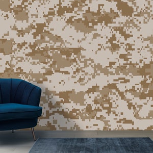 Military Wallpaper Camouflage Wall Decal Peel and Stick Mural Room ...