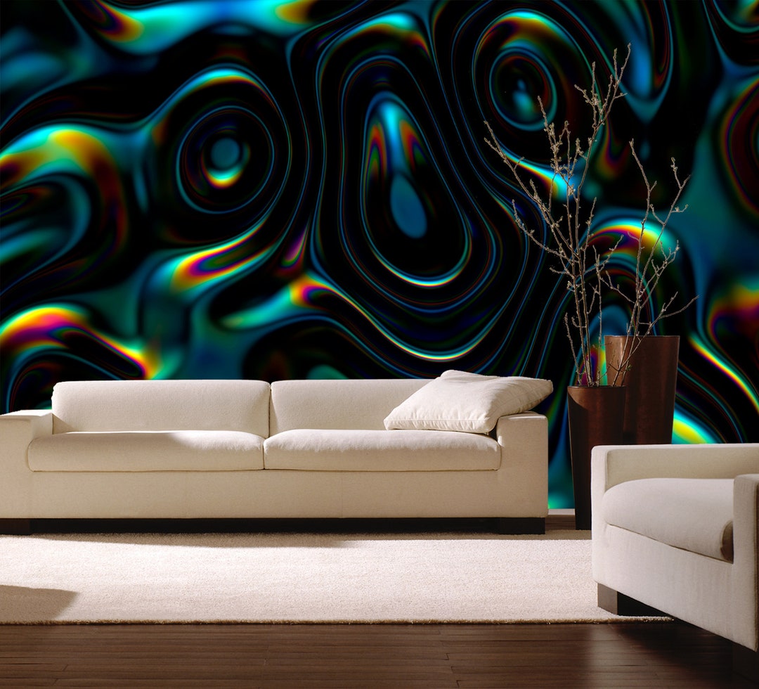 Colorful Iridescent Liquid Wallpaper Peel and Stick Wall Decor Abstract ...