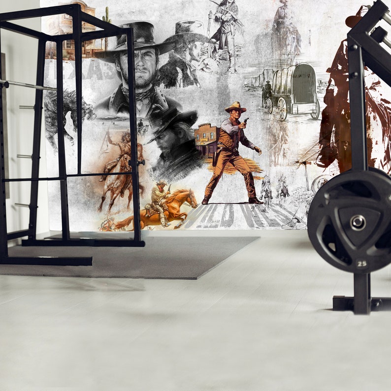 Wild West Wallpaper Rodeo Wall Mural Cowboy Wallpaper Vintage 80s and ...