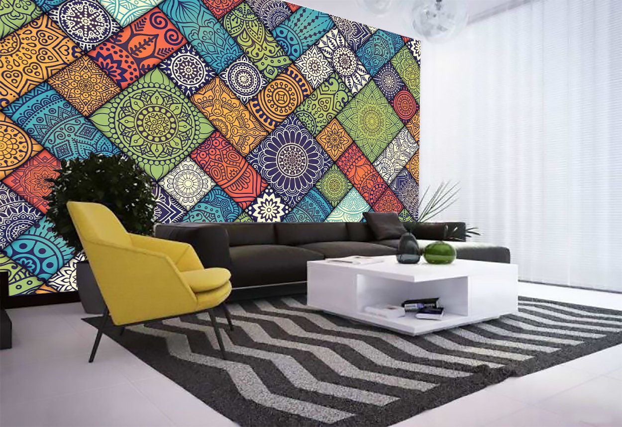 Mandala Wallpaper Yoga Wall Mural Religion Buddhism Peel and - Etsy