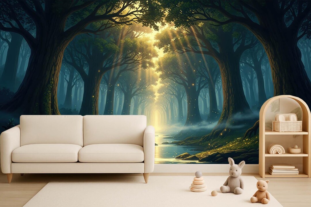Enchanted Forest Wallpaper Wall Mural Peel and Stick Magical Woodland ...