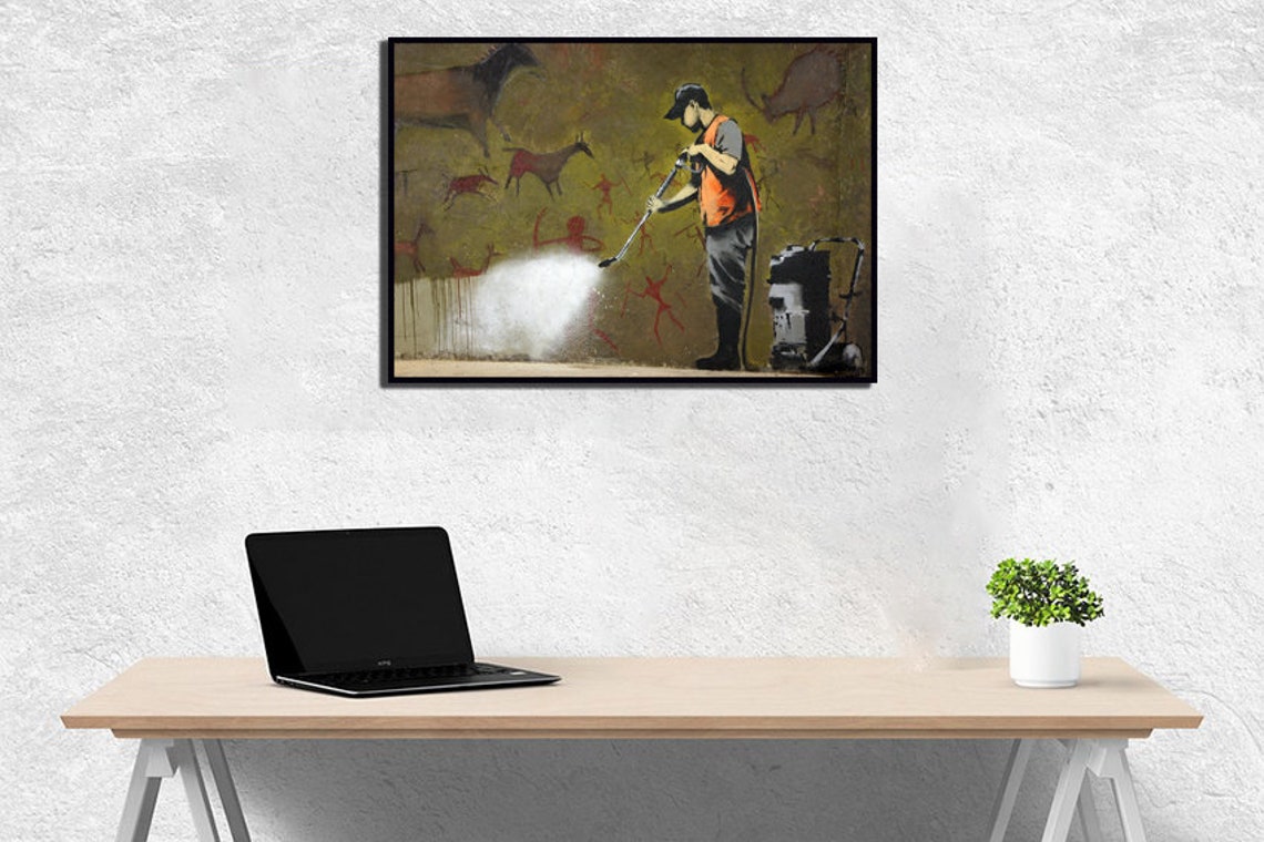 Man Wall Poster Street Cleaning Print Artist Prints Washing Wall Art ...