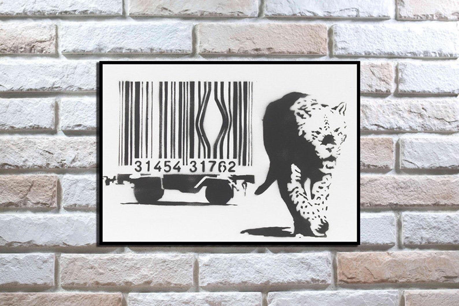 Barcode Poster Leopard Print Street Art Print Poster Mural Decor ...