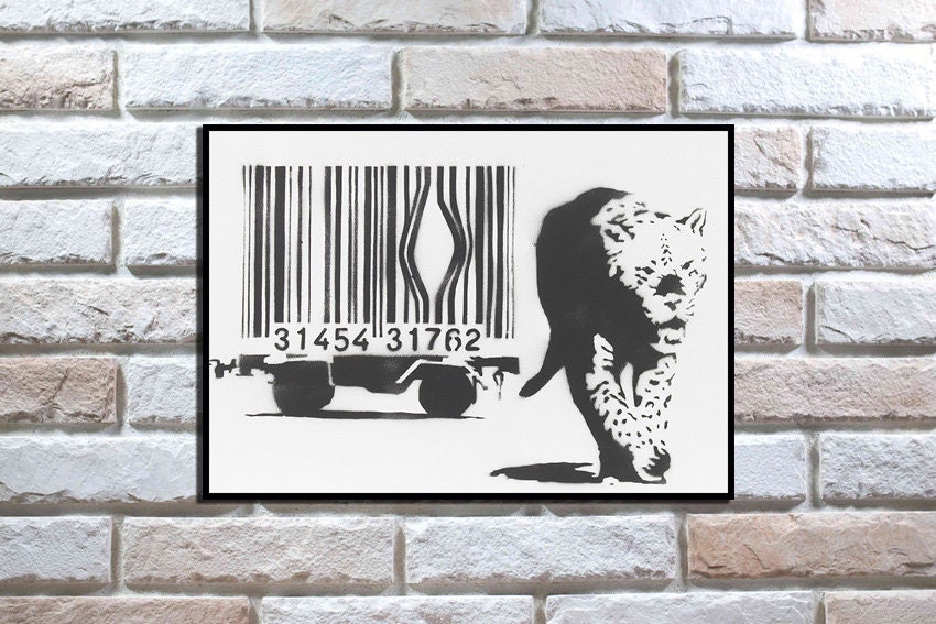 Barcode Poster Leopard Print Street Art Print Poster Mural Decor ...