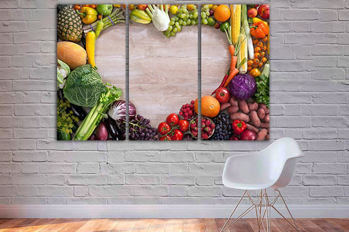 Vegetable Canvas Fruit Decor Love Food Kitchen Decor Healthy | Etsy