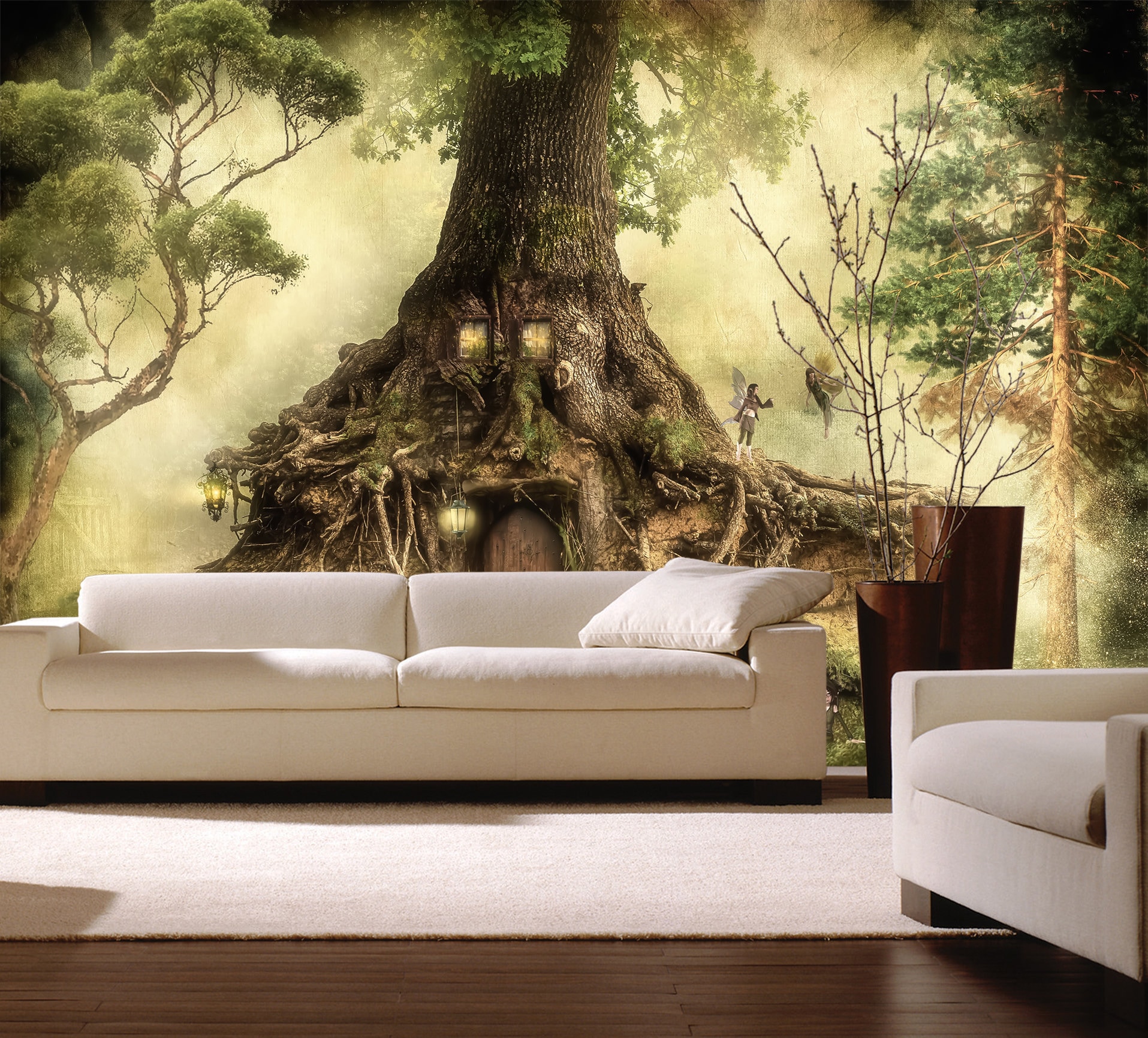 Fantasy Enchanted Forest Wall Mural Treehouse Wallpaper Magic - Etsy