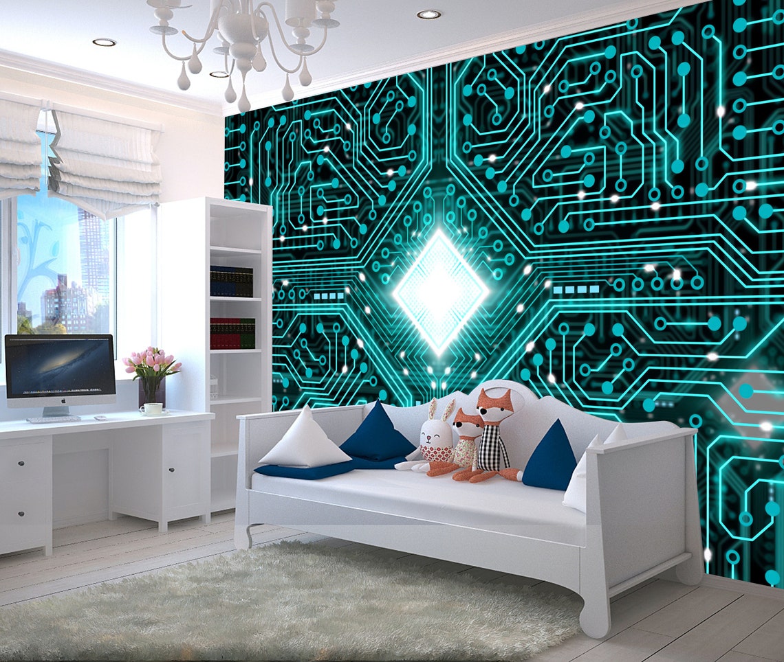 Circuit Wallpaper Technology Wall Graphics Microscheme Mural Peel and ...
