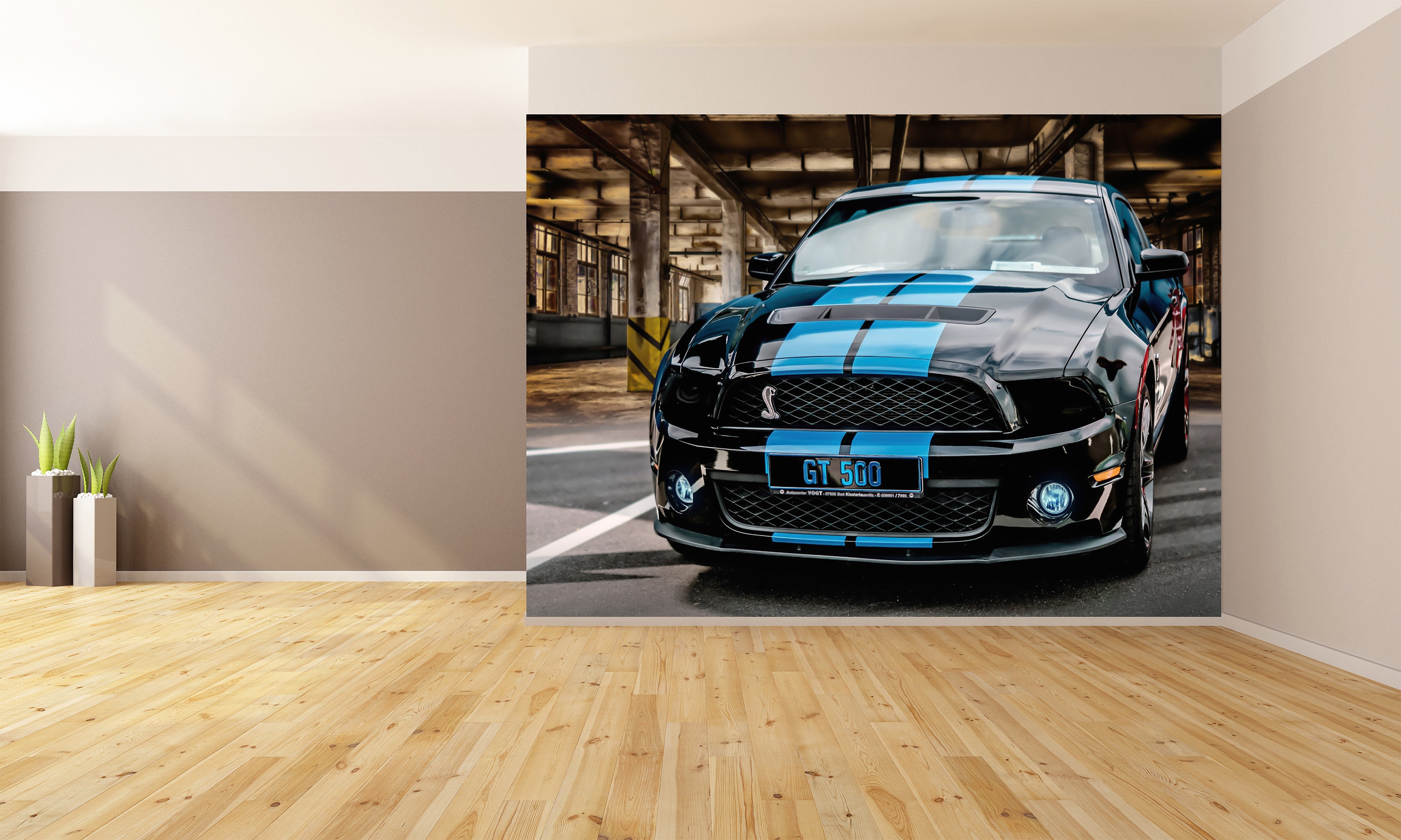 Shelby Mustang Wallpaper GT500 Blue Car Wall Mural Baby Room Wall Decor ...