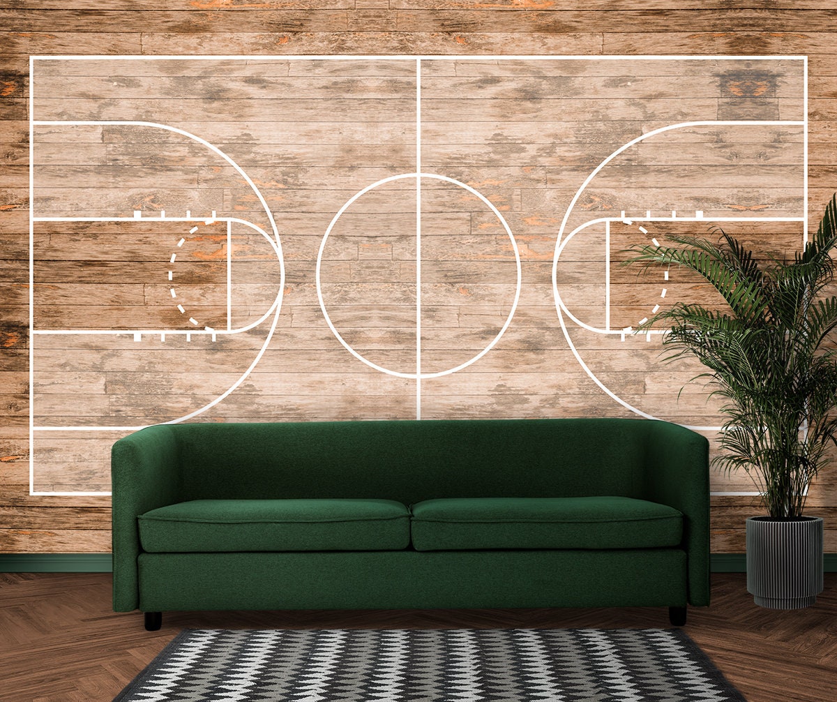3D Basketball Court Wallpaper Backboard Wall Mural Peel & Stick ...