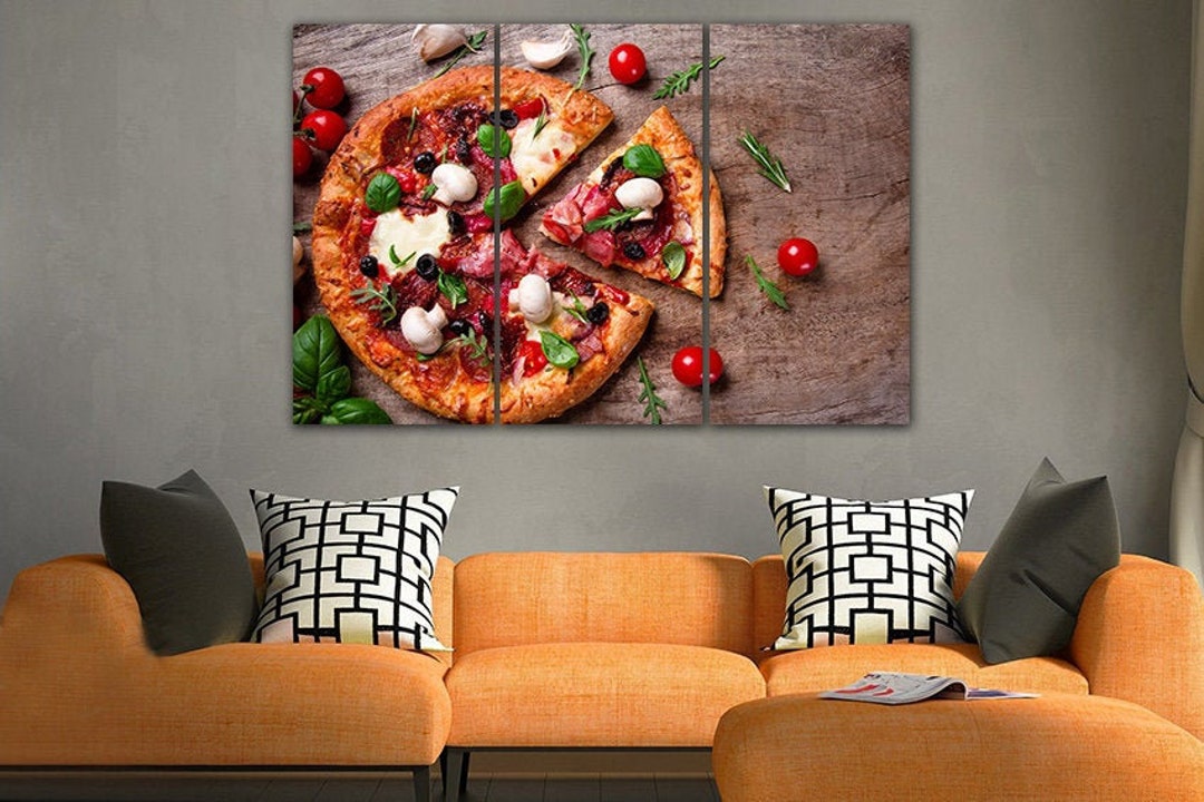 Pizza Canvas Kitchen Decor Pizza Art Food Home Art Vegetable - Etsy