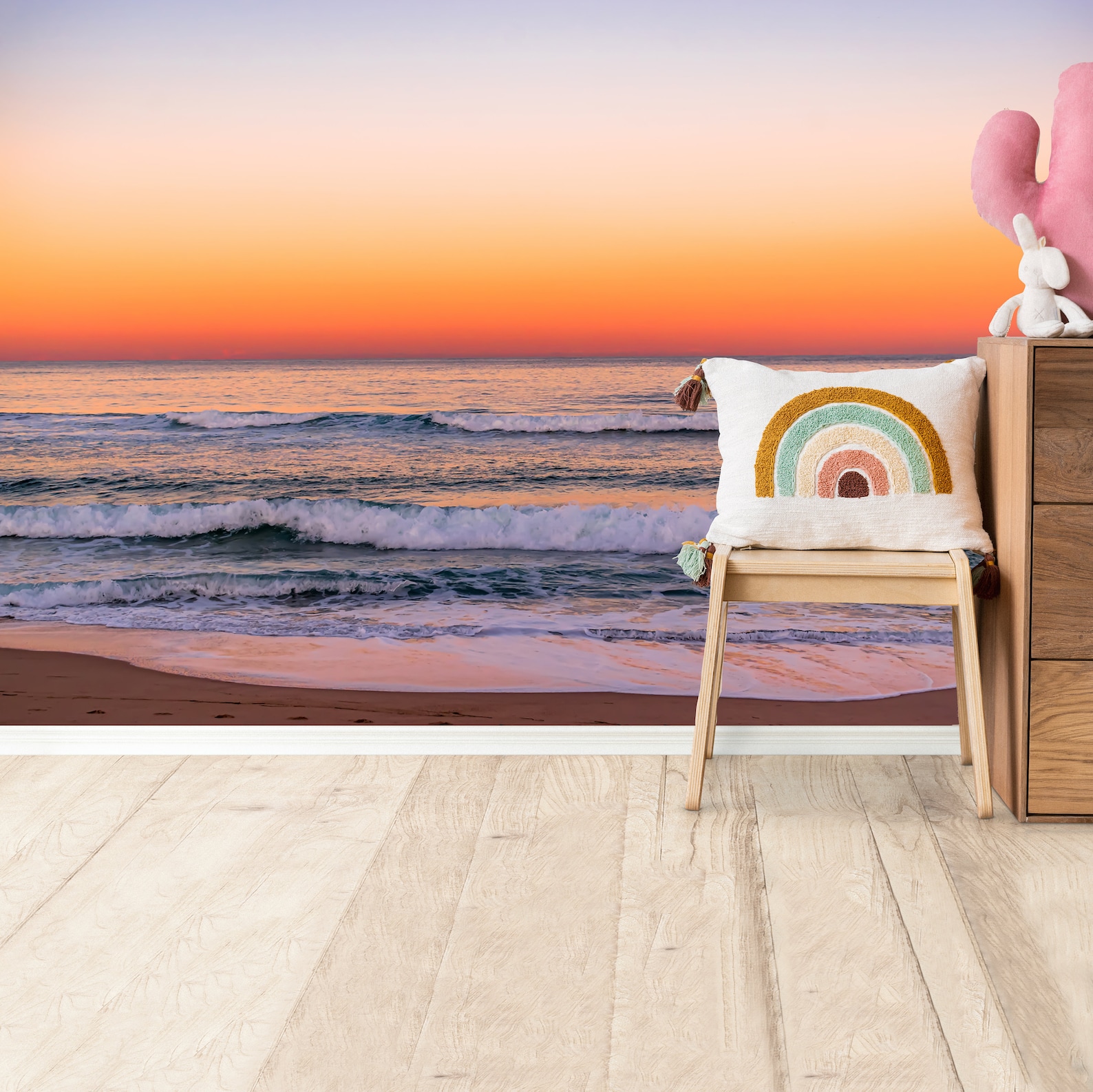 Sunset Beach Mural Tropical Wallpaper Ocean Wave Decal Peel and Stick ...