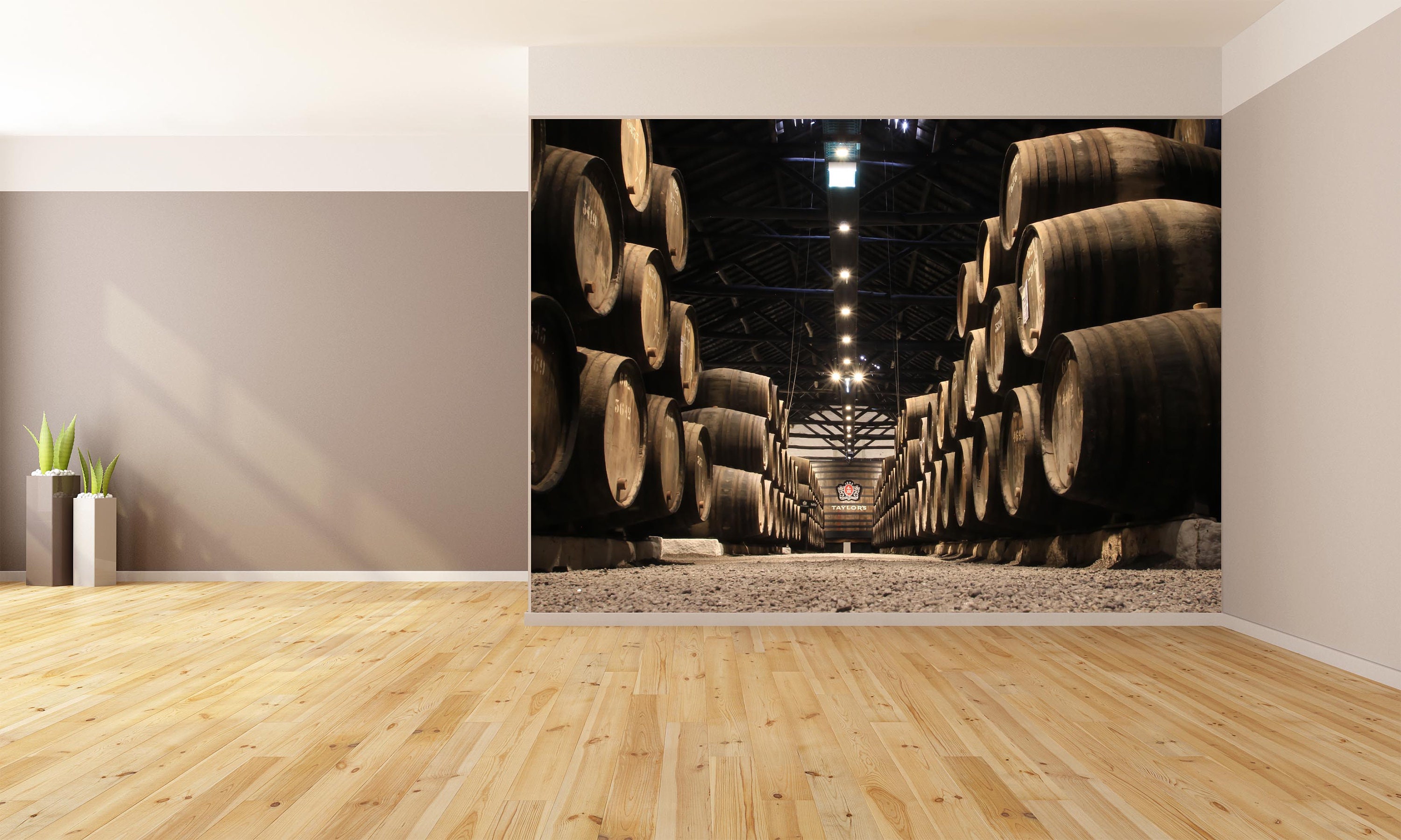 Barrels Beer & Wine Wallpaper Wall Art Mural Peel and Stick Wine Cellar ...
