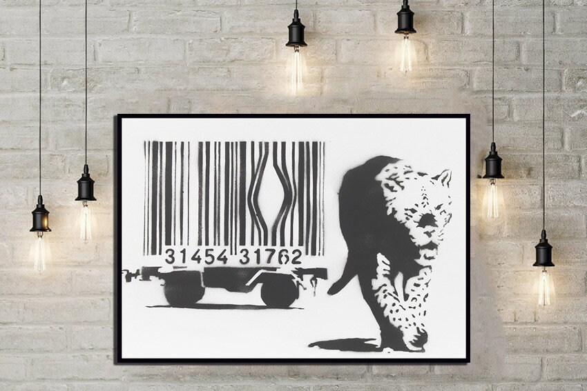 Barcode Poster Leopard Print Street Art Print Poster Mural Decor ...