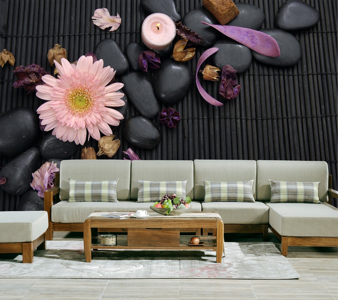 Stones Large Wall Mural Self-adhesive Relaks Yoga Vinyl Wallpaper Peel ...