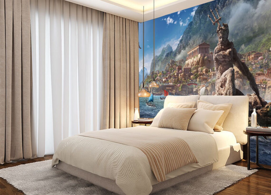 Poseidon God Wallpaper Greek Ancient Wall Mural Mythology Peel & Stick ...