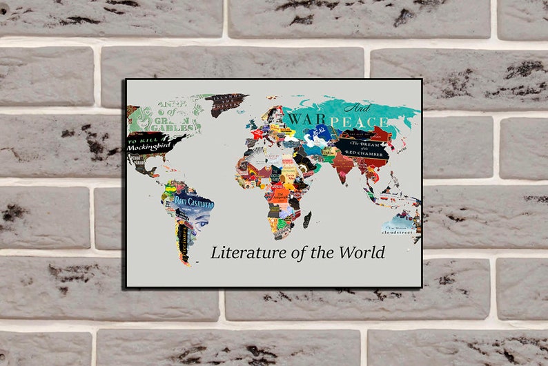 Literature Map World Literature Map Literary Poster Literature Art ...